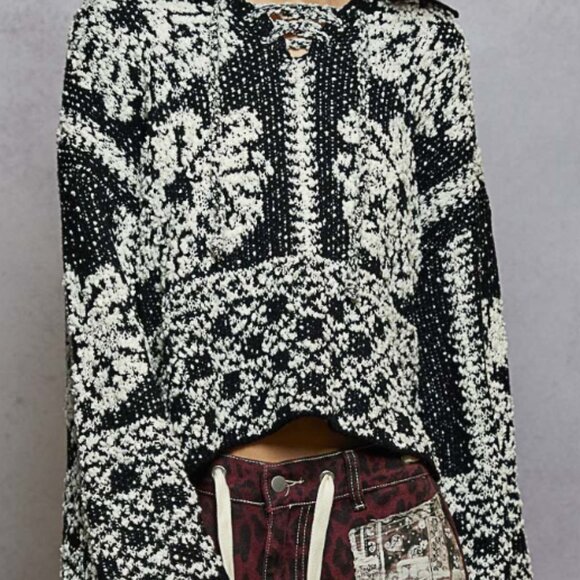 POL | Sweaters | Pol Black And White Roomy Fit Collared Sweater In ...